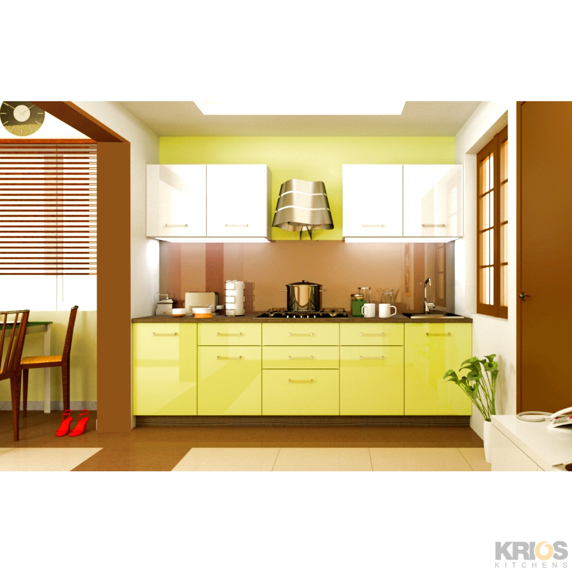 BRIGHT CITRON - Straight - Modular Kitchens